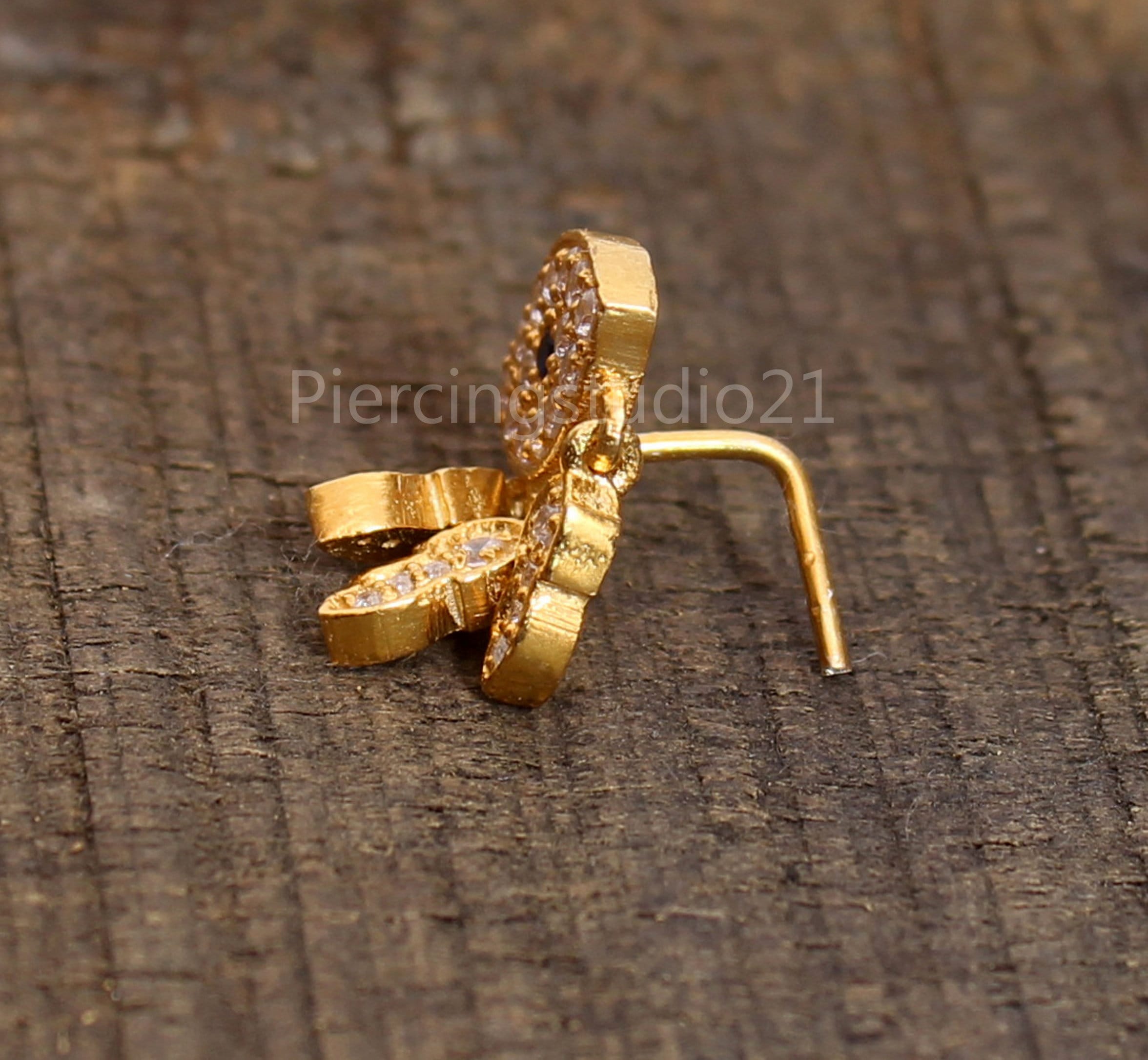Evil Eye Nose Stud Dangle Nose Stud CZ Clear Nose Ring Bell - Etsy