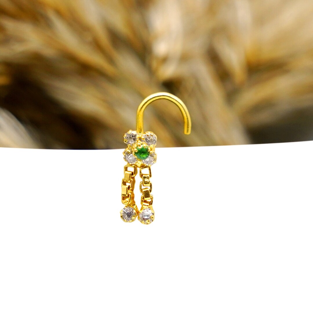 Dangle Nose 925 Sterling Silver Nose Jewelry Diamond Nose Stud 22g Nose ...