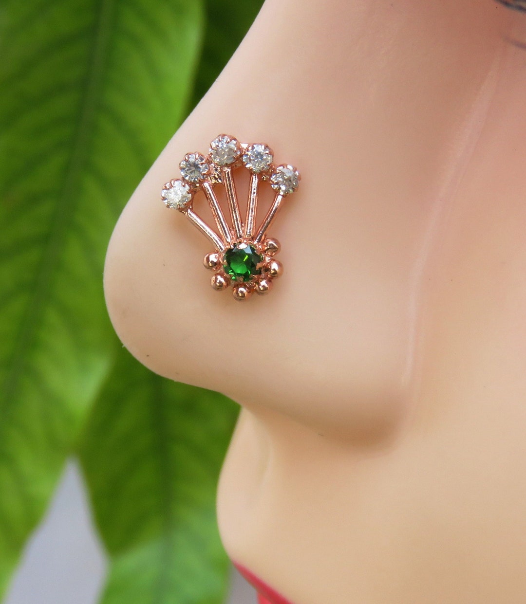Indian Nose Ring Nose Piercing Bell Nose Stud Ruby Nose Piercing Crock ...