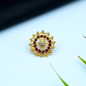 Ruby Nose Pin Indian Nose Ring Crock Screw Nose Stud Unique Nose Stud ...