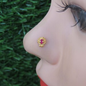 Ruby Nose Stud: 18G 14krt Gold Plated Indian Nose Ring - Etsy