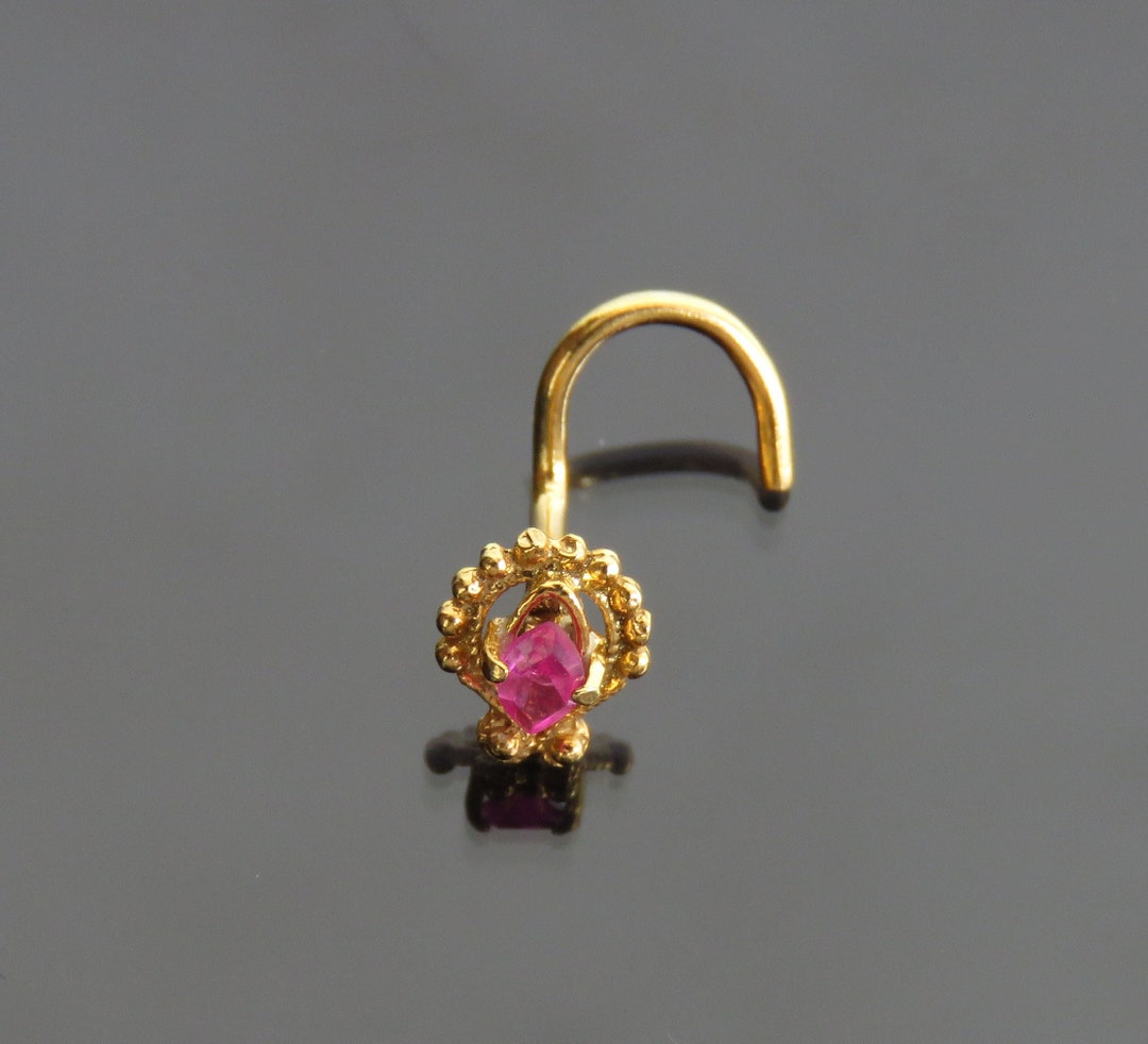 Ruby Nose Stud: 18G 14krt Gold Plated Indian Nose Ring - Etsy