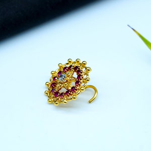 Ruby Nose Pin Indian Nose Ring Crock Screw Nose Stud Unique Nose Stud ...