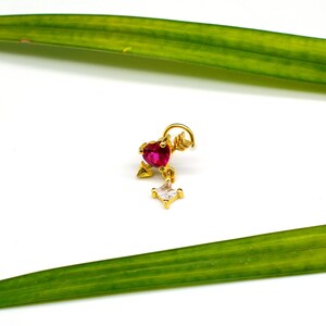 Ruby Heart Nose Ring Fresh Trends CZ Nose Stud Handmade Body Jewelry ...