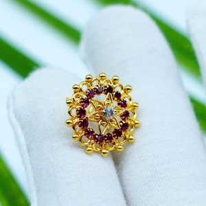 Ruby Nose Pin Indian Nose Ring Crock Screw Nose Stud Unique Nose Stud ...