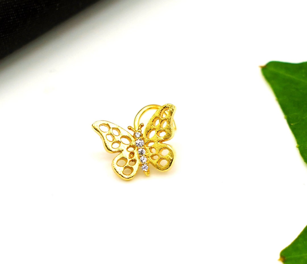 Butterfly Nose Stud Big Nose Ring Diamond Nose Piercing - Etsy