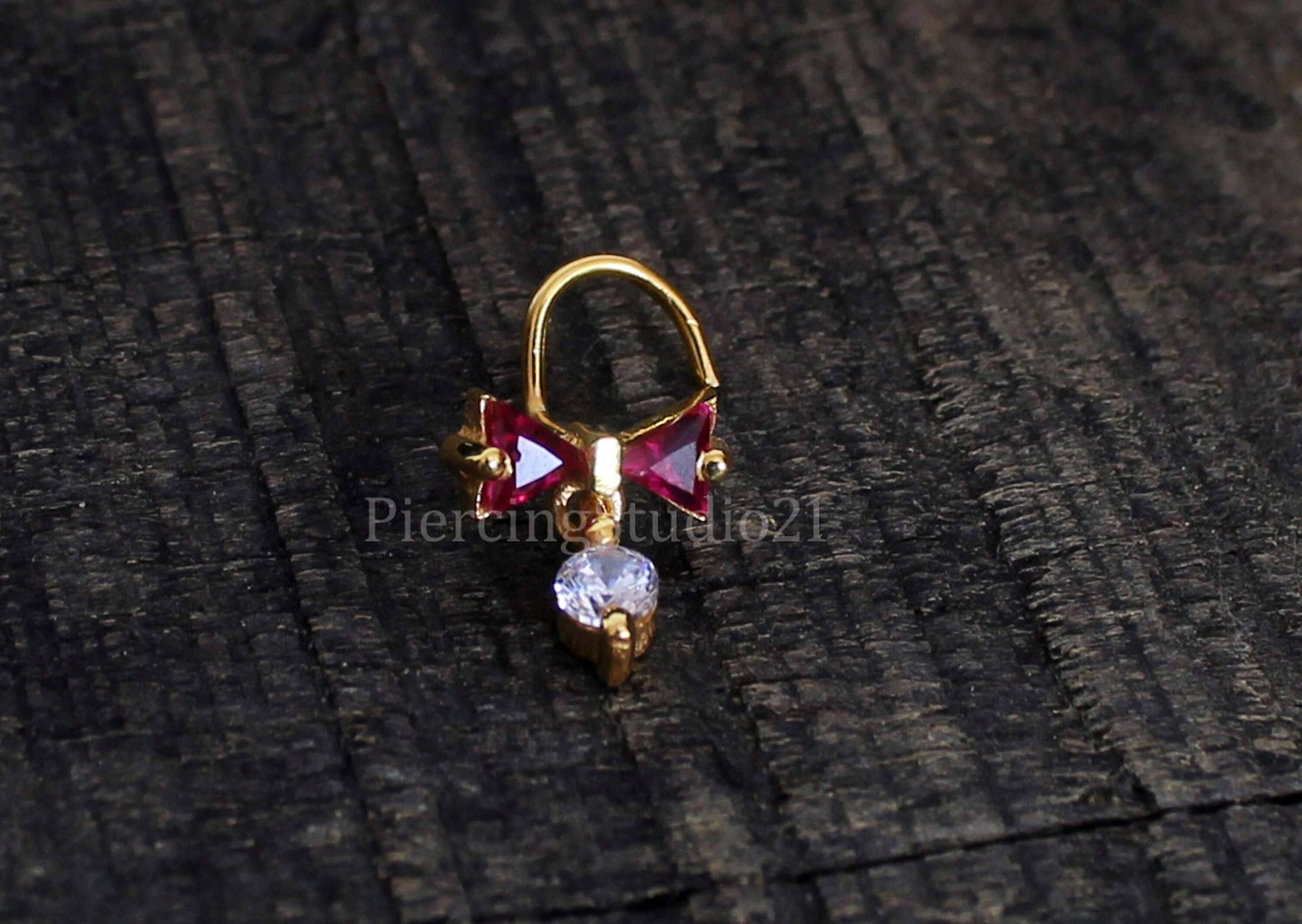 Ruby Nose Pin Bell Gold Nose Ring White Gold Nose Hoop Crystal - Etsy