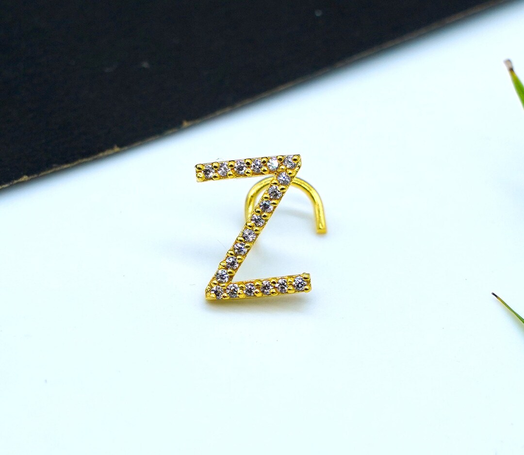 Alphabet Z Nose Ring Trending Nose Jewelry 14krt Gold Plated Nose Ring ...