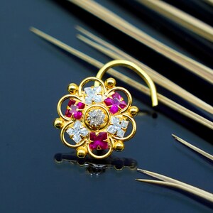 Big Nose Stud Gold Nose Stud Indian Nose Ring Ruby Nose Stud Gold Nose ...