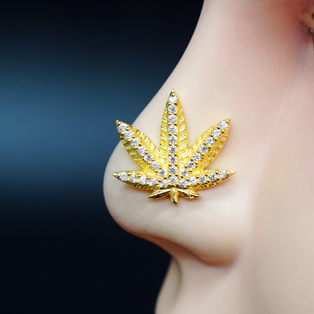 Unique Nose Stud Leaf Nose Ring Indian Nose Cuff Big Nose Ring Gold ...