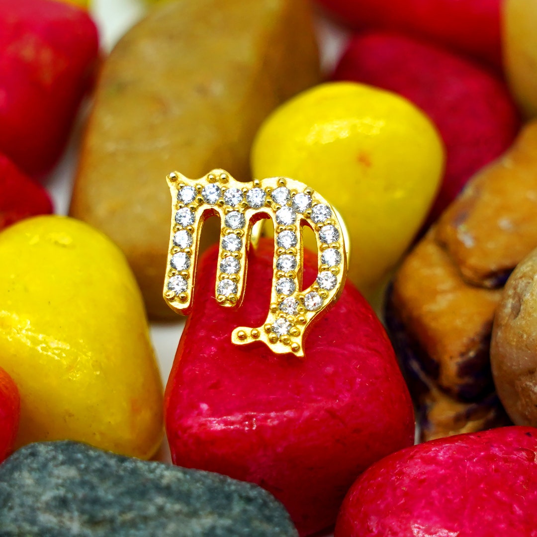 Virgo Zodiac Sign Nose Stud Gold Nose Piercing Gold Plated Nose Stud L ...