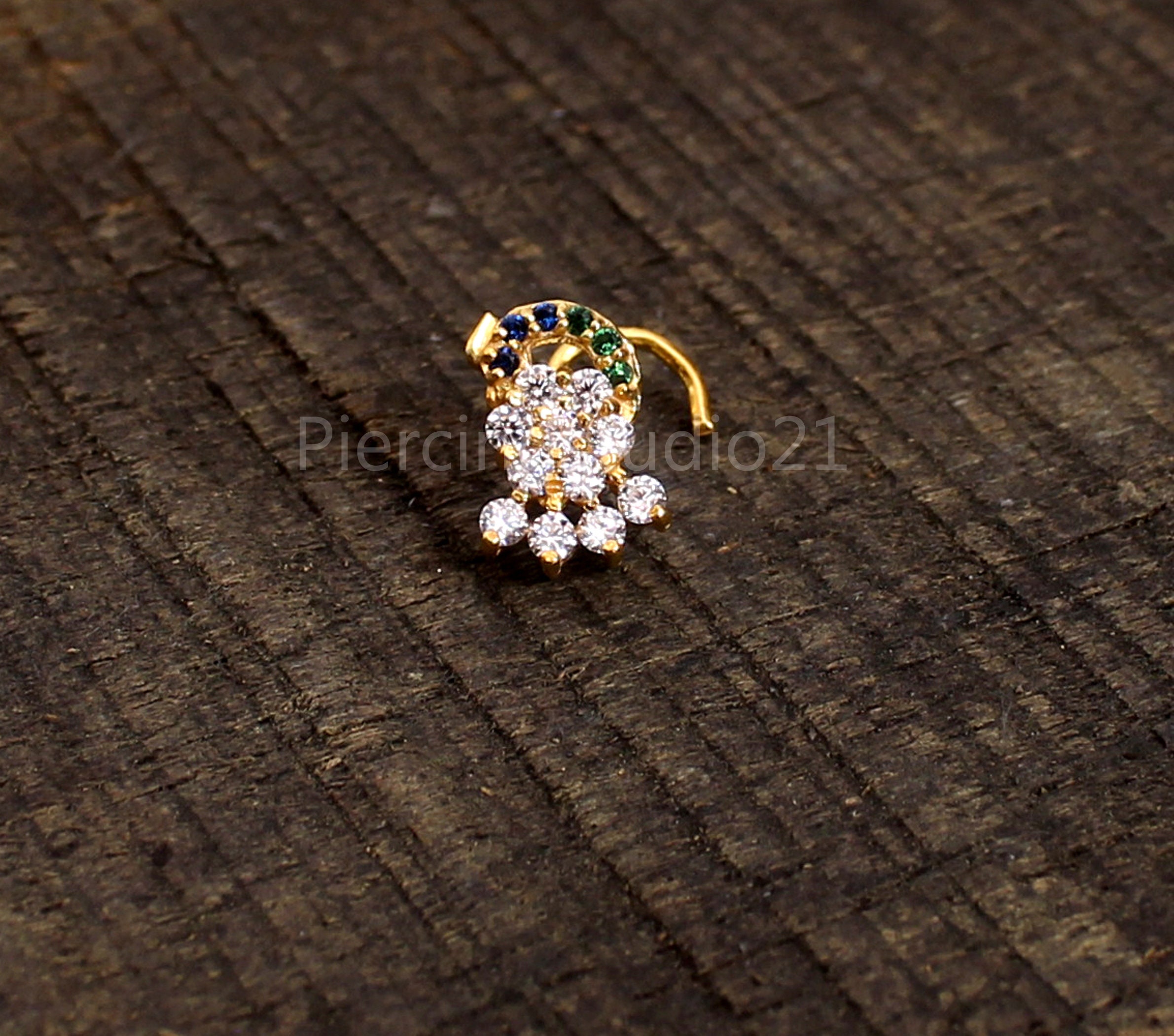 Unique Nose Stud 14K White Gold Nose Stud L Shape Nose - Etsy