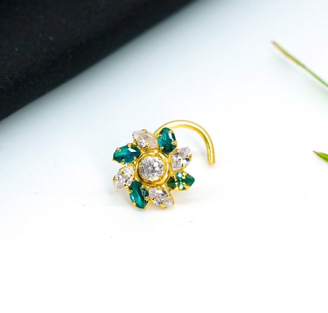 Flower Nose 925 Sterling Silver Nose Pin Gold Pin Flower Nose Stud Gold ...