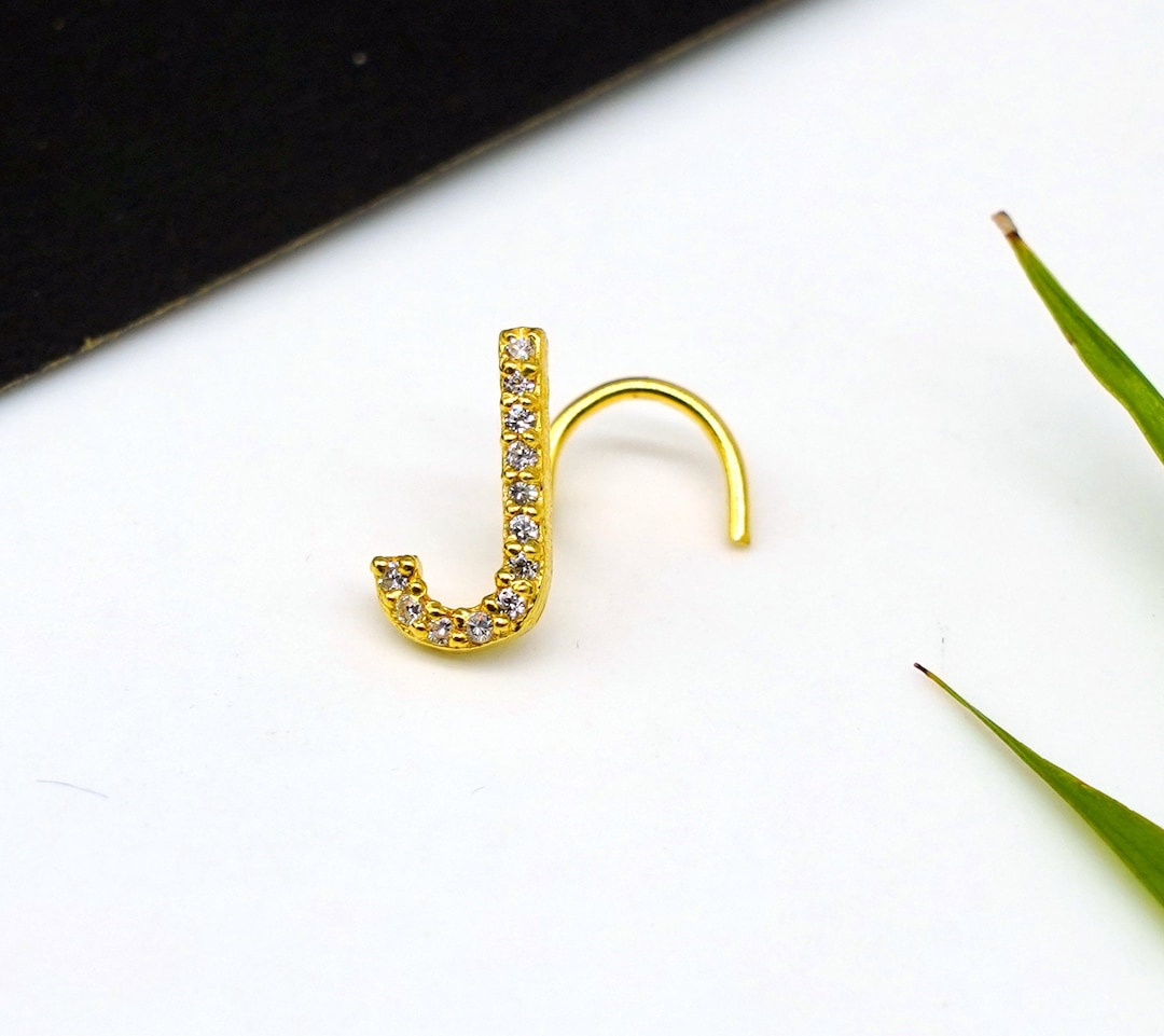 Alphabet J Nose Ring Traditional Nose Stud Maharasthrian Nose Piercing ...