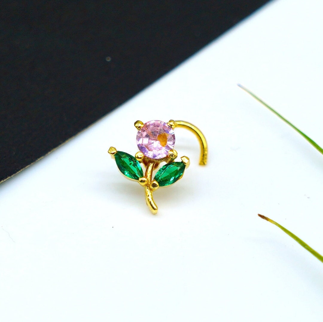 Multi Flower Nose Stud Indian Nose Piercing Diamond Piercing Gold Nose ...