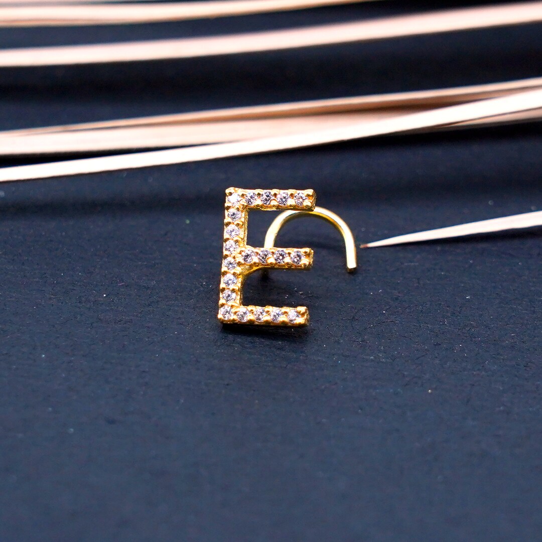 Alphabet E Nose Stud Indian Nose Ring Wedding Nose Stud Unique Nose ...