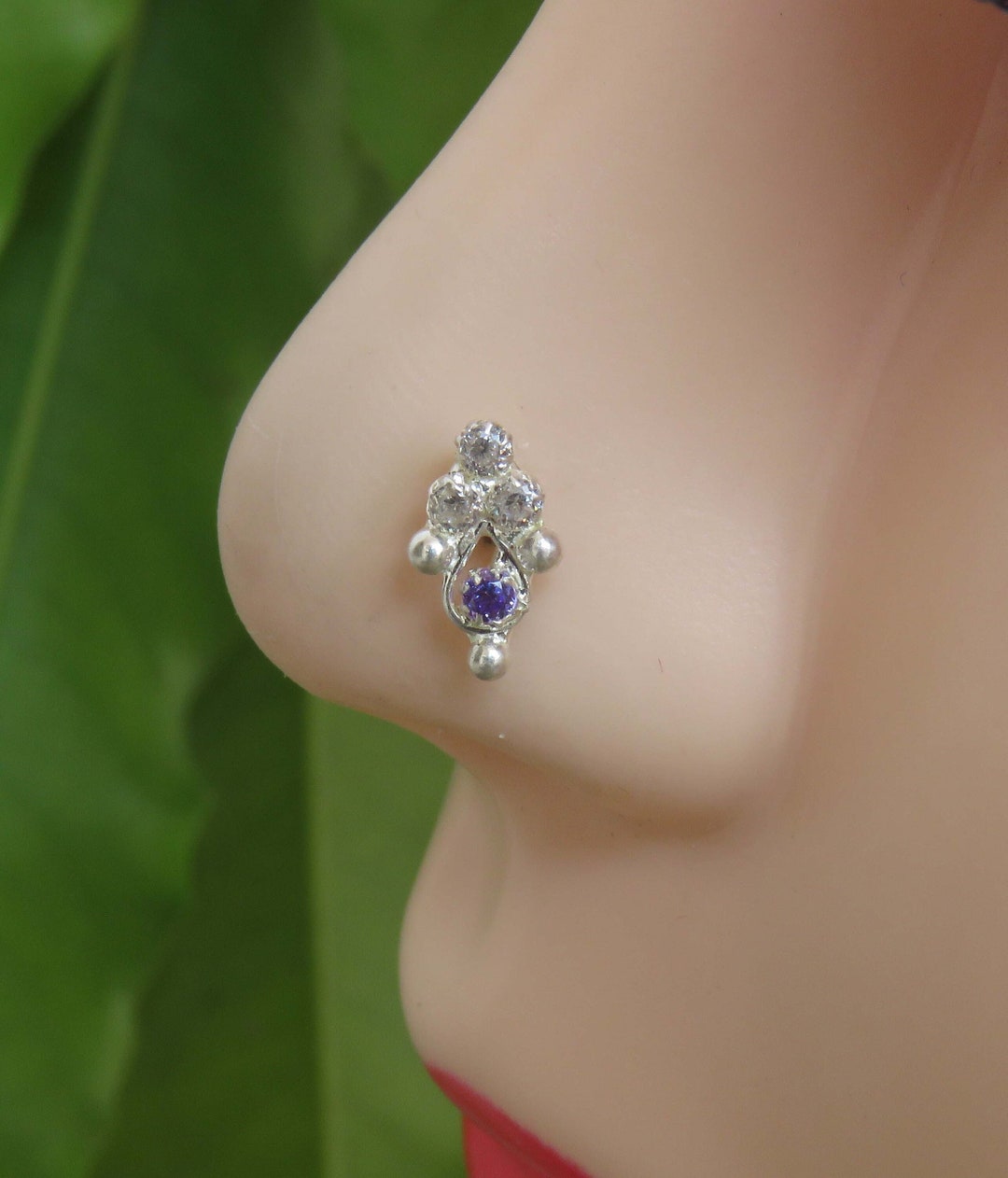 Diamond Nose Stud Tiny Nose Stud Unique Nose Jewelry Nose Stud 925 ...