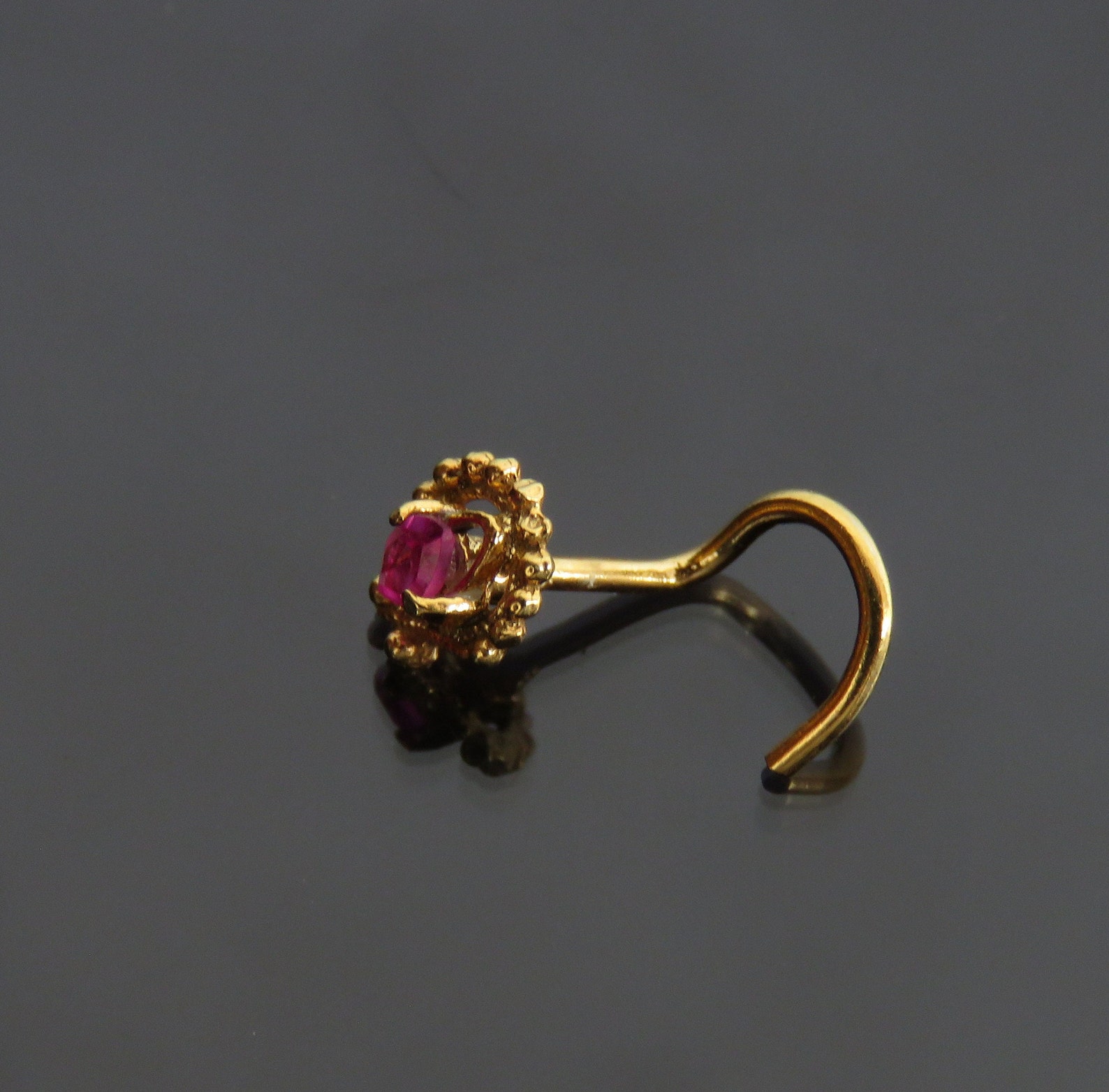 Ruby Nose Stud: 18G 14krt Gold Plated Indian Nose Ring - Etsy