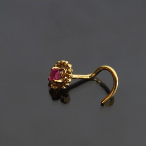 Ruby Nose Stud: 18G 14krt Gold Plated Indian Nose Ring - Etsy