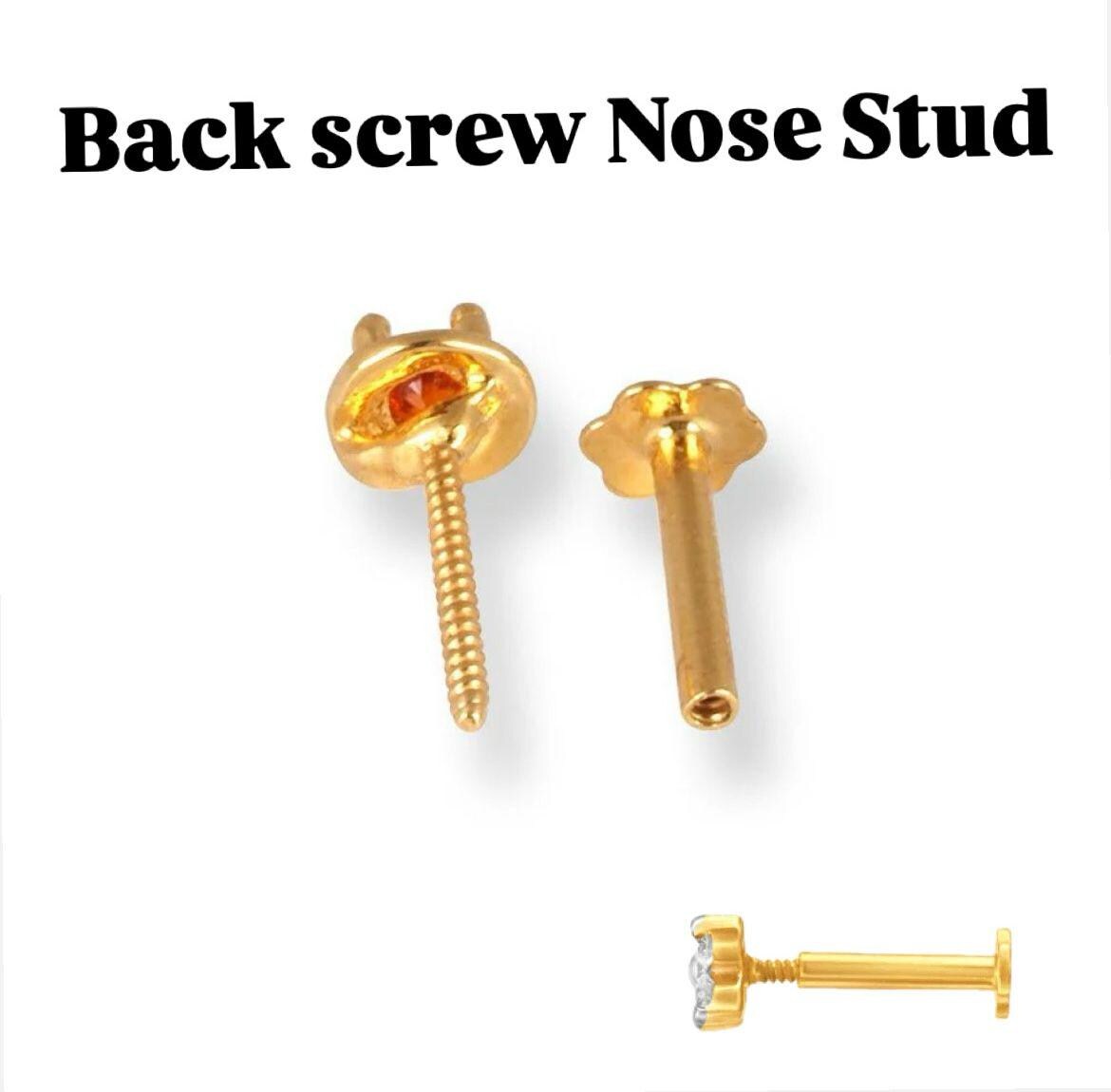 Indian Gold Nose Stud : Dangle Nose Piercing 14krt Micron Plated - Etsy