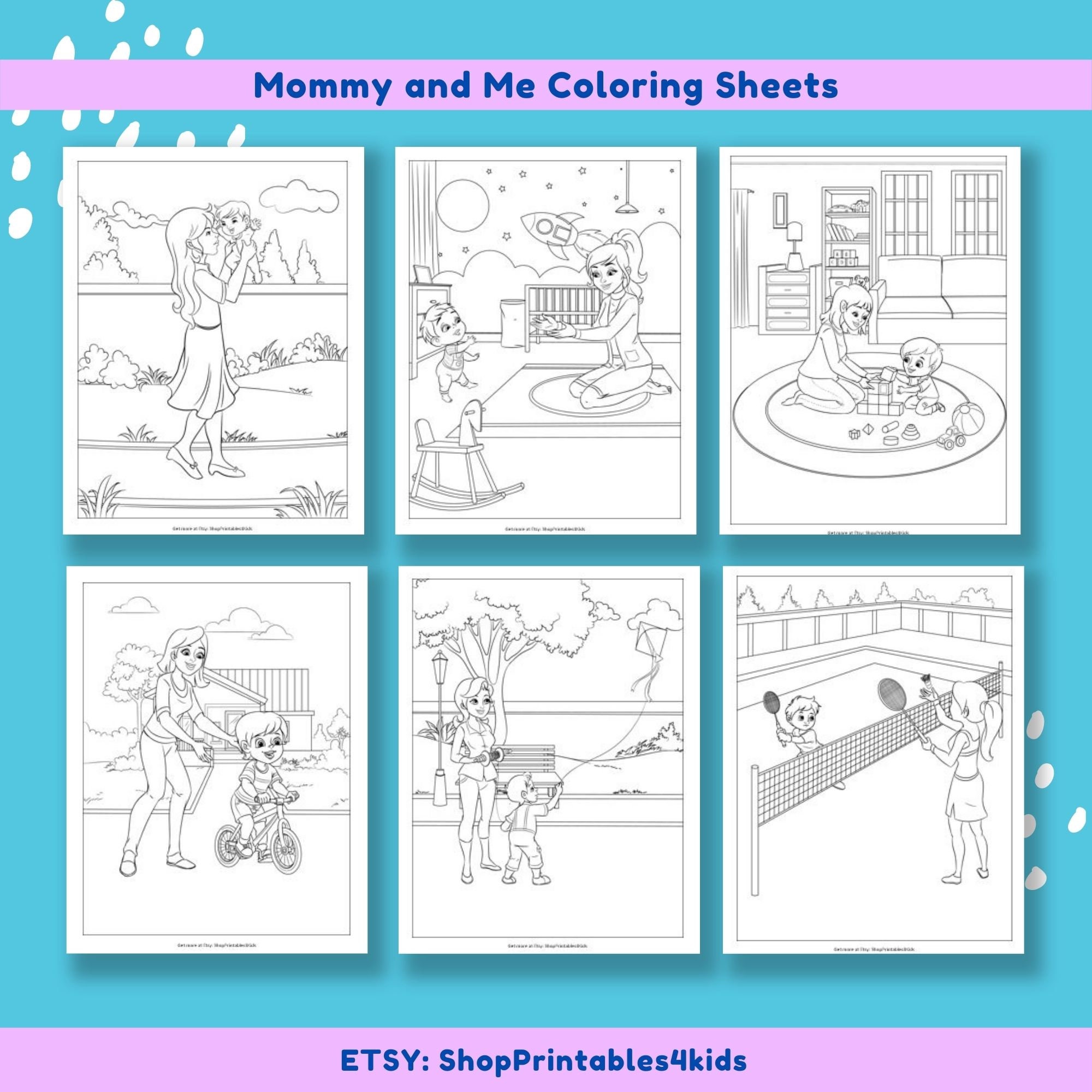 Mommy and Me Coloring Pack - 12 Printable Coloring Pages for Boys ...