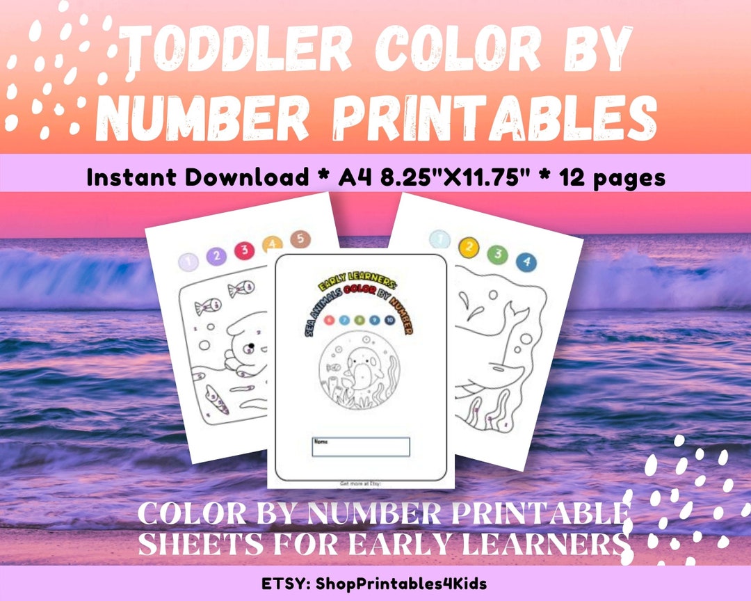 Cute Sea Animals Color by Number Printable Coloring Sheets for Pre ...