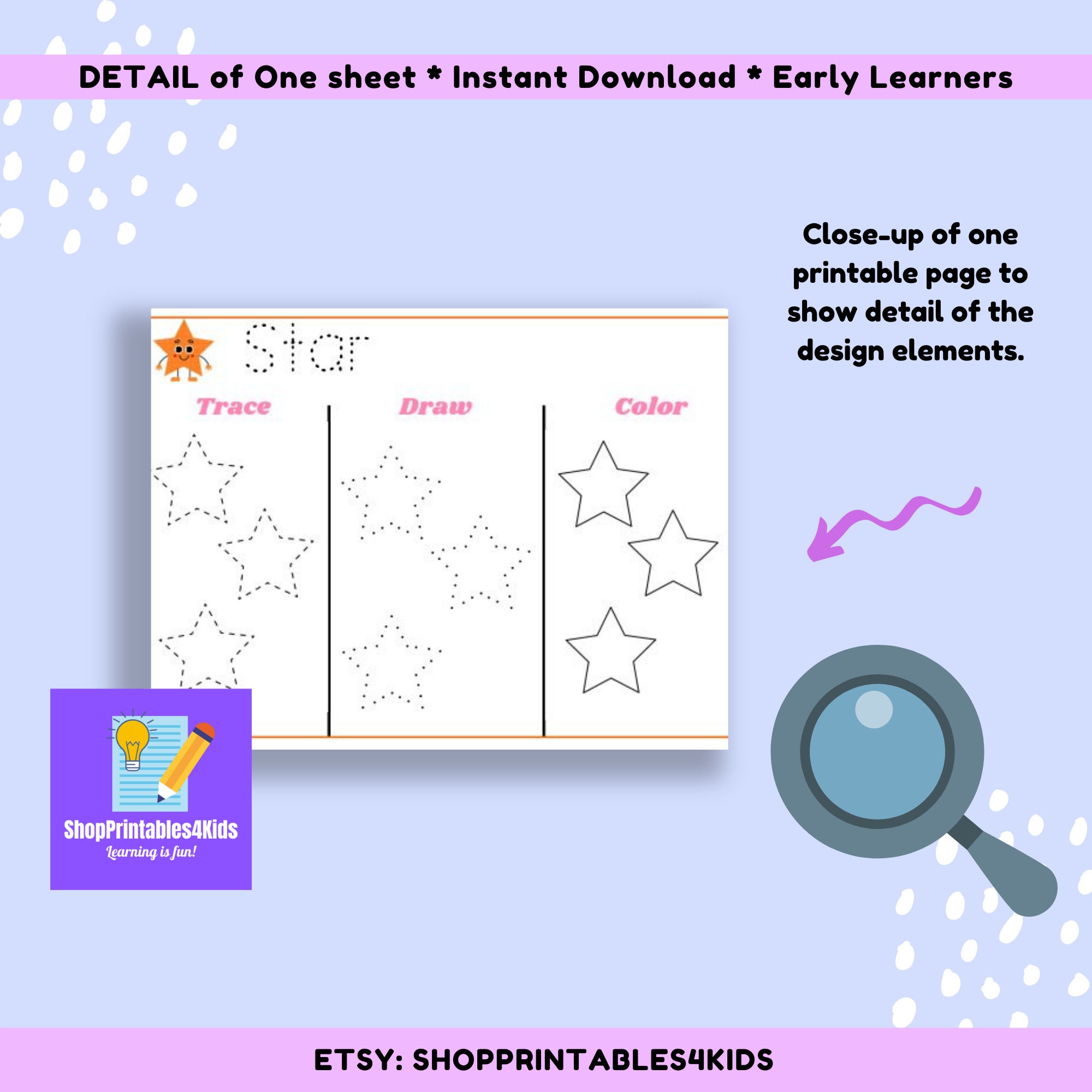 Learn Shapes Shapes Trace-draw-color Printable Worksheets for Pre ...