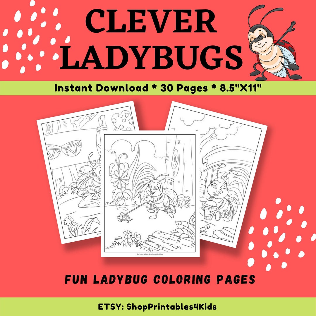 Ladybug Coloring Pages - 30 Printable Activity Sheets (PDF) - Etsy