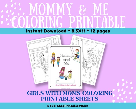 Mommy and Me Coloring Pack 12 Printable Coloring Pages for - Etsy