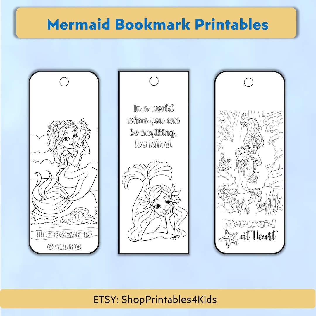 Mermaid Reading Bookmark Printable With Inspirational Quotes for Kids ...