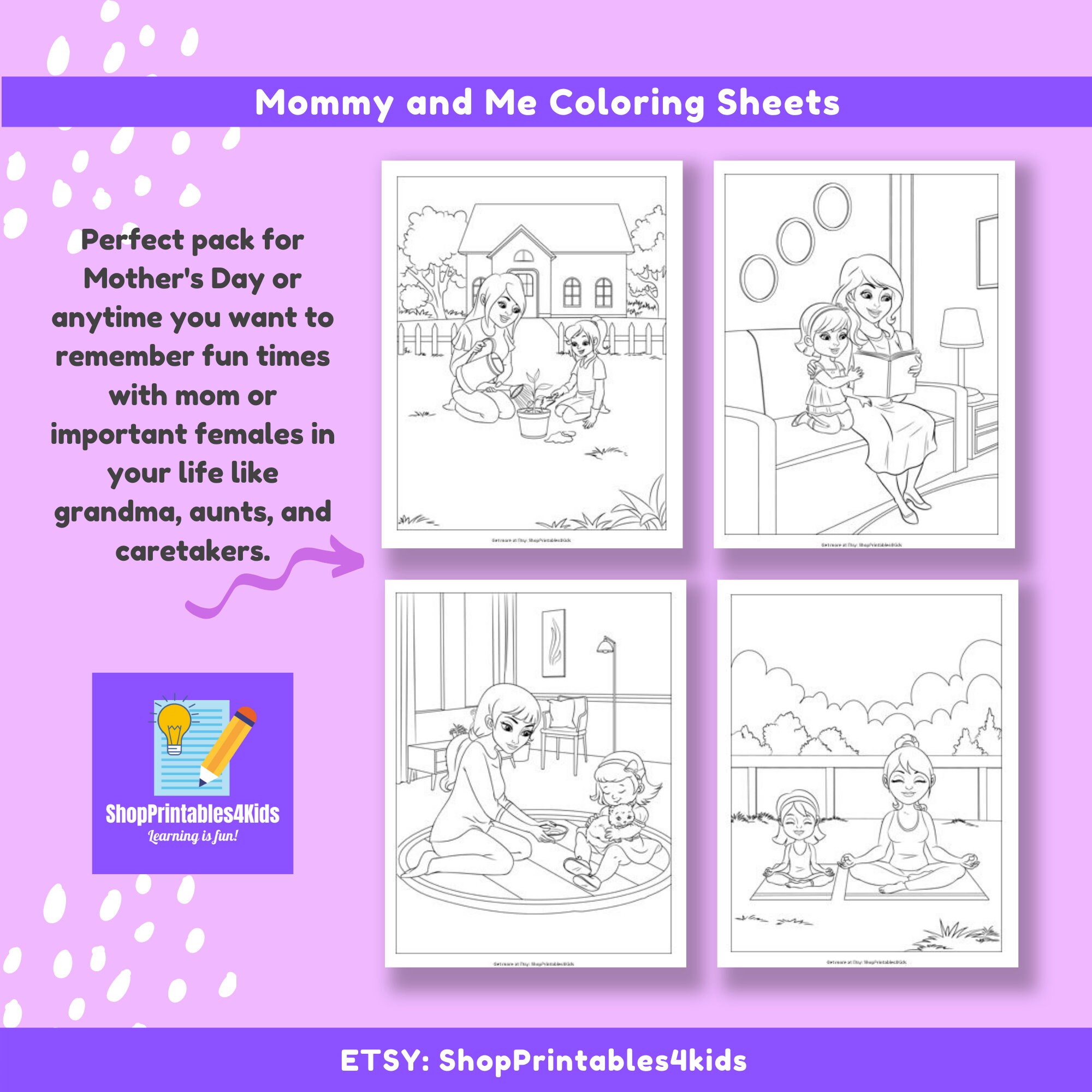 Mommy and Me Coloring Pack - 12 Printable Coloring Pages for Girls ...