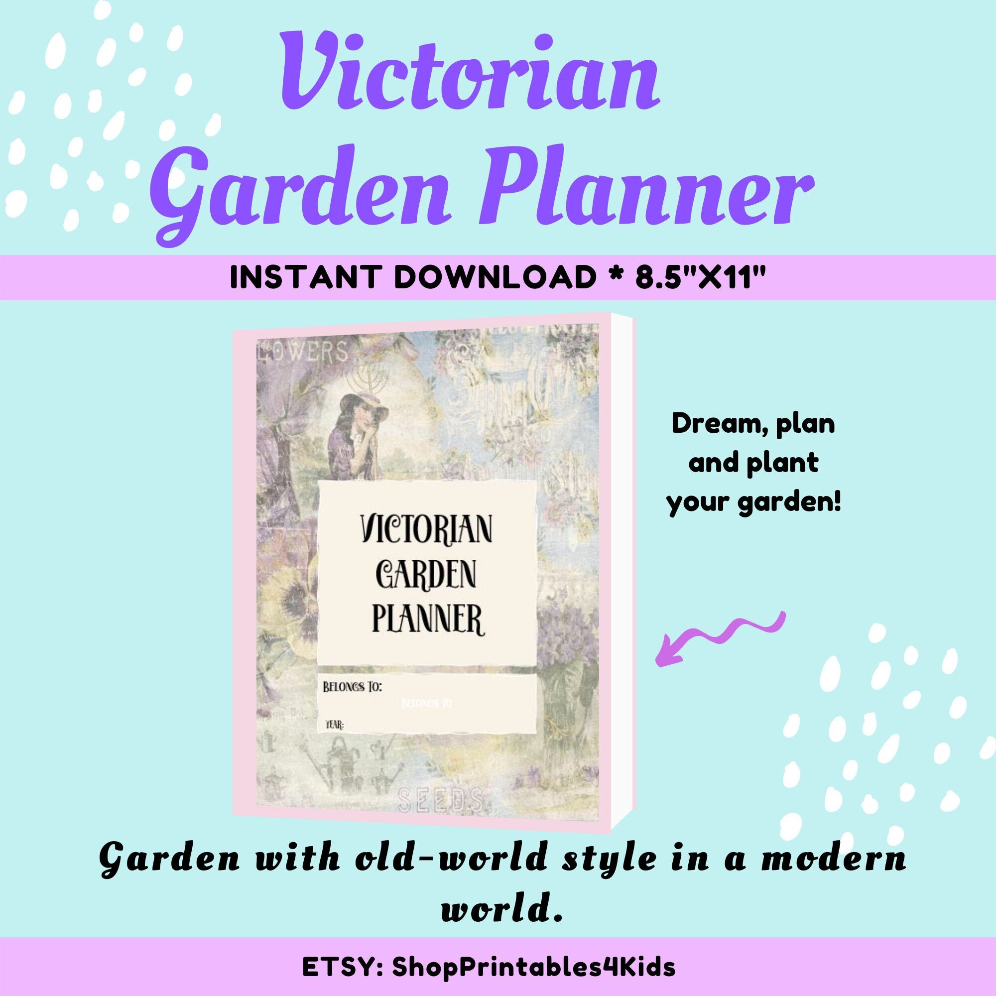 Vintage Victorian Era Garden Planner, Garden Journal, Garden Calendar ...