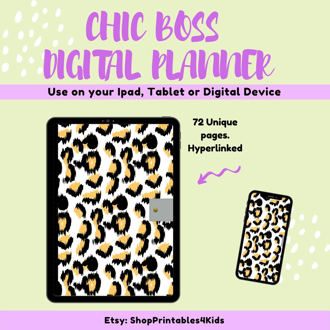 Leopard Planner, Leopard Print Digital Planner (UNDATED), Ipad ...