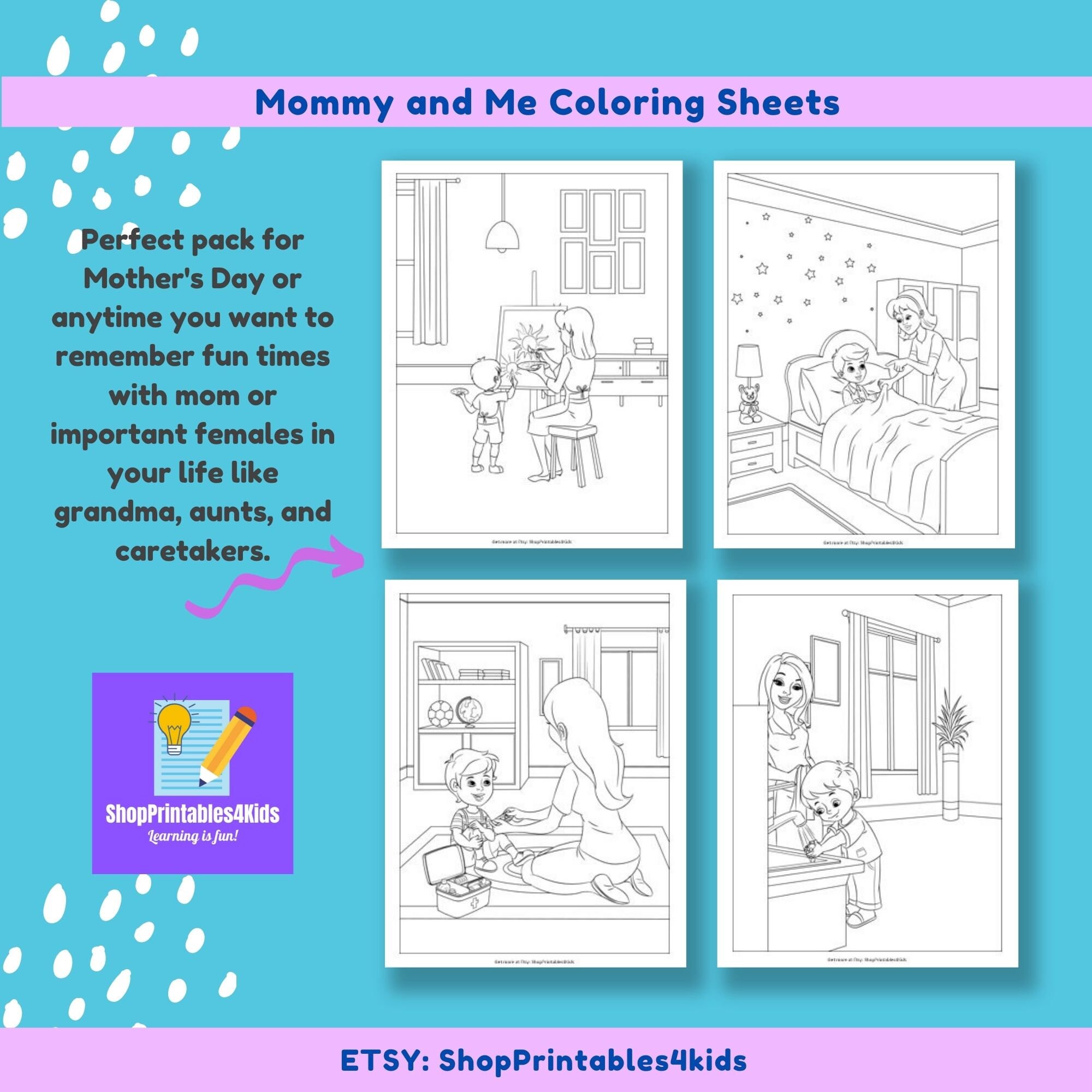 Mom and Me Coloring Pack Bundle - 24 Printable Coloring Pages for Kids ...