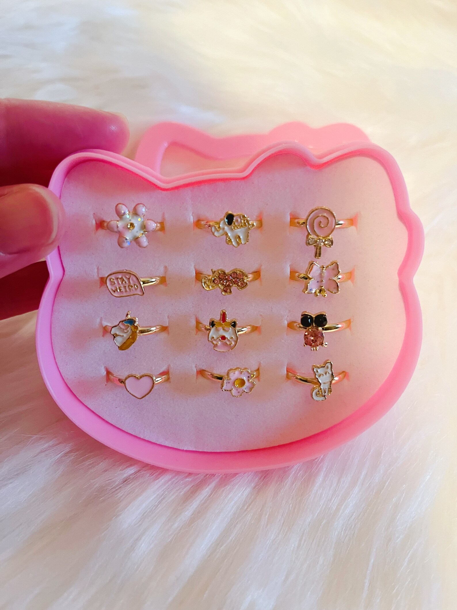12pcs Little Girls Adjustable Rings in Box, Kids Cute Jewelry Rings Set ...