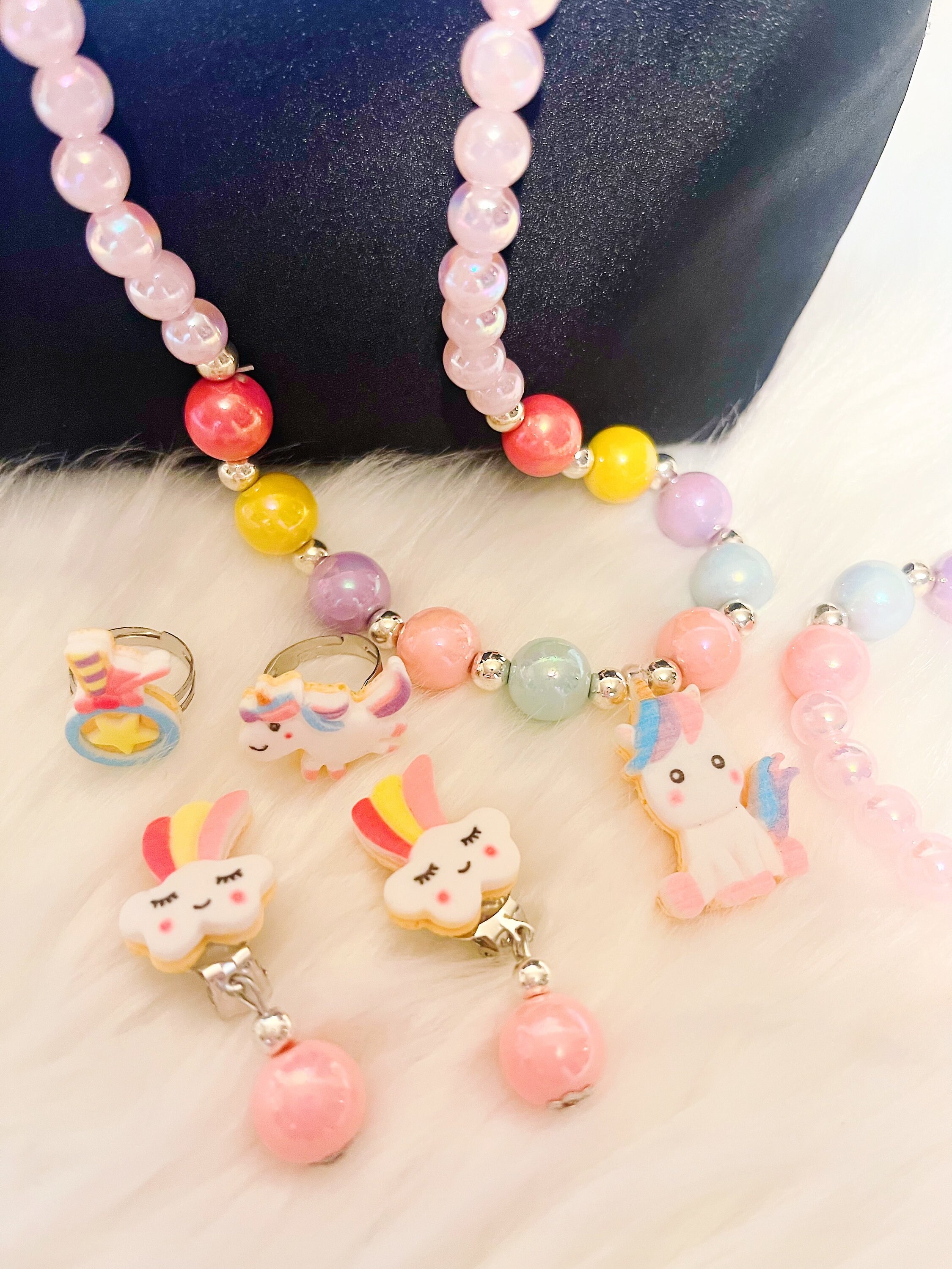 Little Girls Jewelry Set,6 Pieces Little Girls Rainbow Color Beads ...