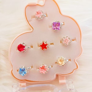 Little Girls Jewel Rings, 8 Pcs Little Girls Princess Rhinestone Gem ...