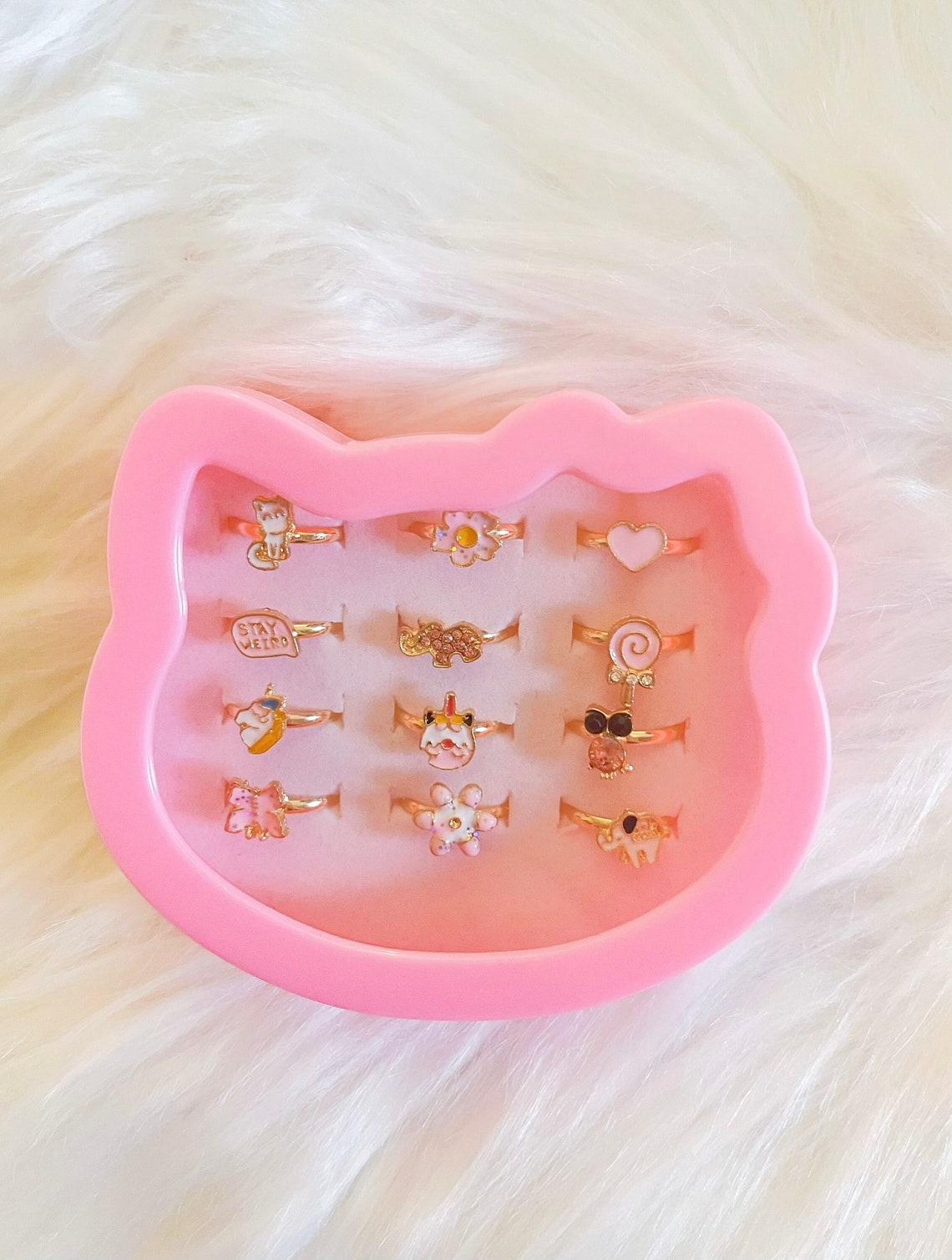 12pcs Little Girls Adjustable Rings in Box, Kids Cute Jewelry Rings Set ...