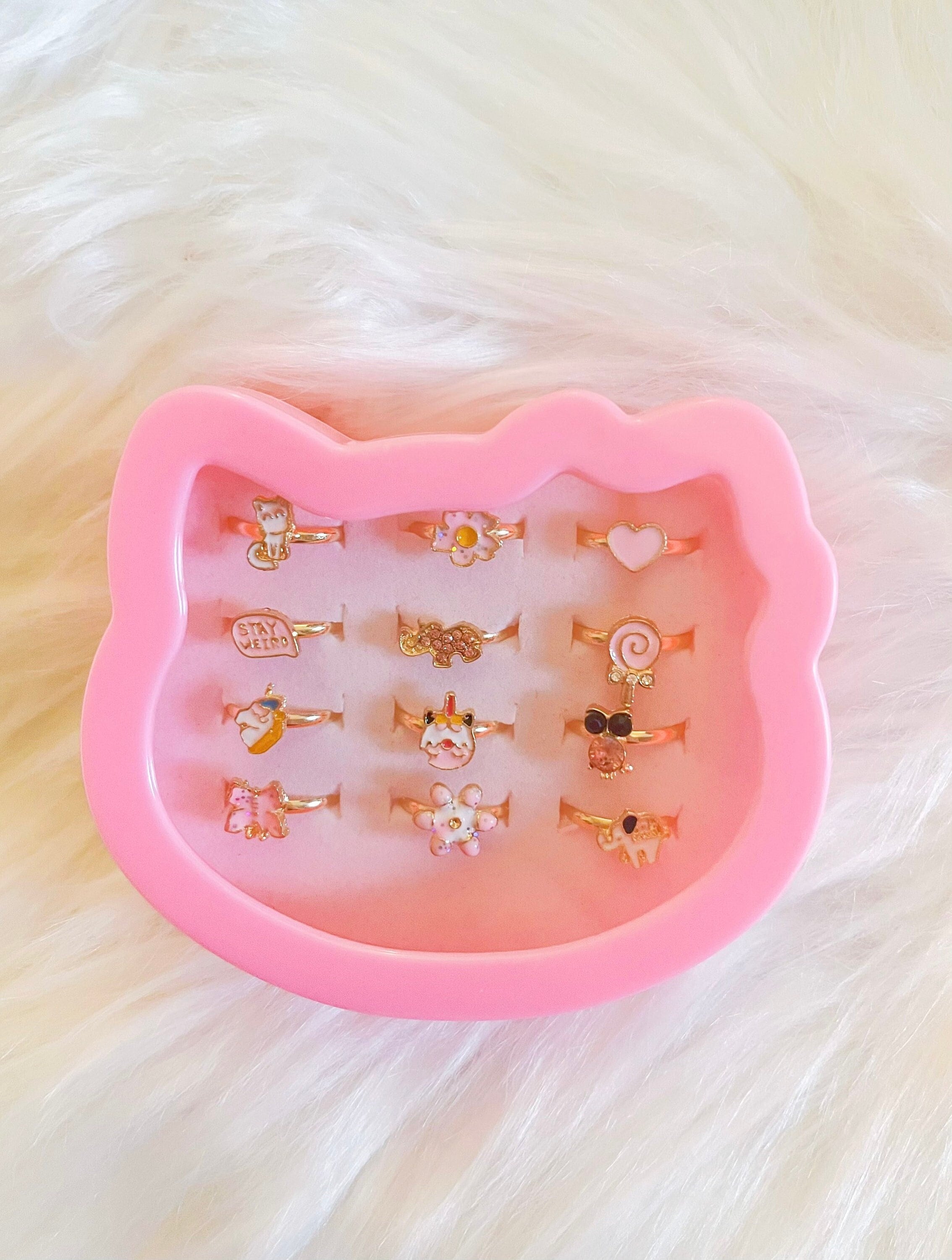 12pcs Little Girls Adjustable Rings in Box, Kids Cute Jewelry Rings Set ...