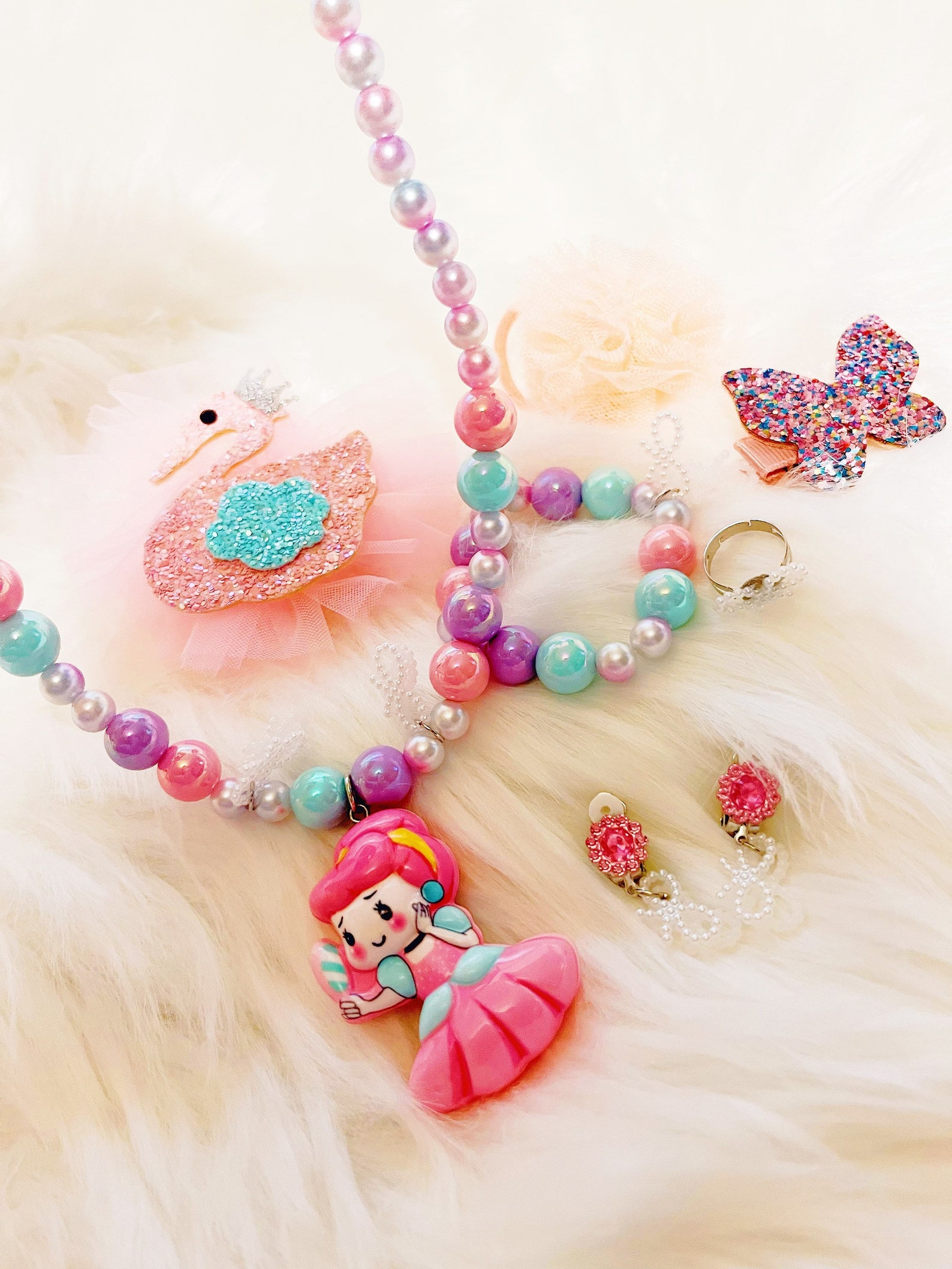 Kids Jewelry Set in the Box, 8 Pcs Cute Little Girls Princess Necklace ...