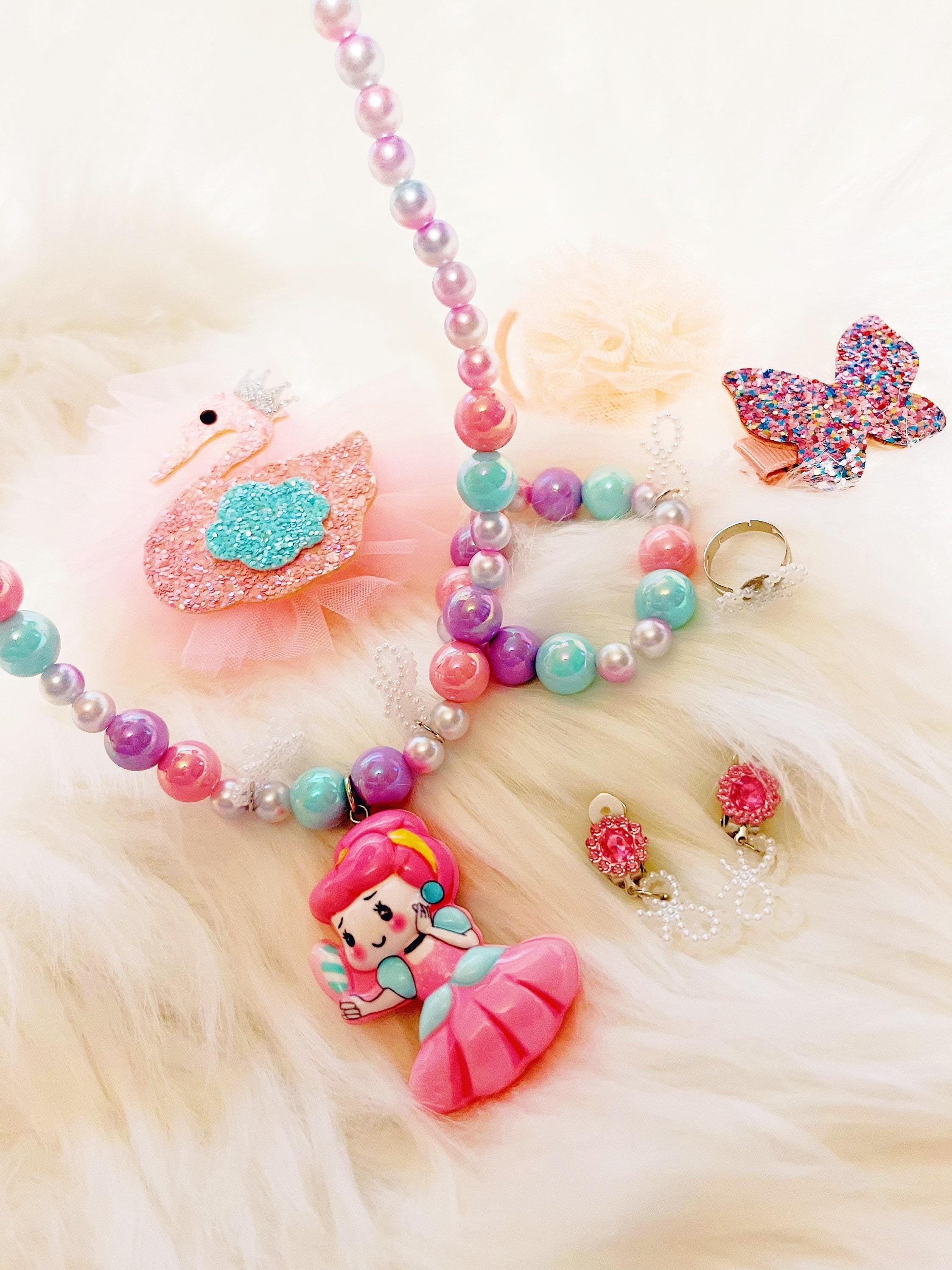 Kids Jewelry Set in the Box, 8 Pcs Cute Little Girls Princess Necklace ...