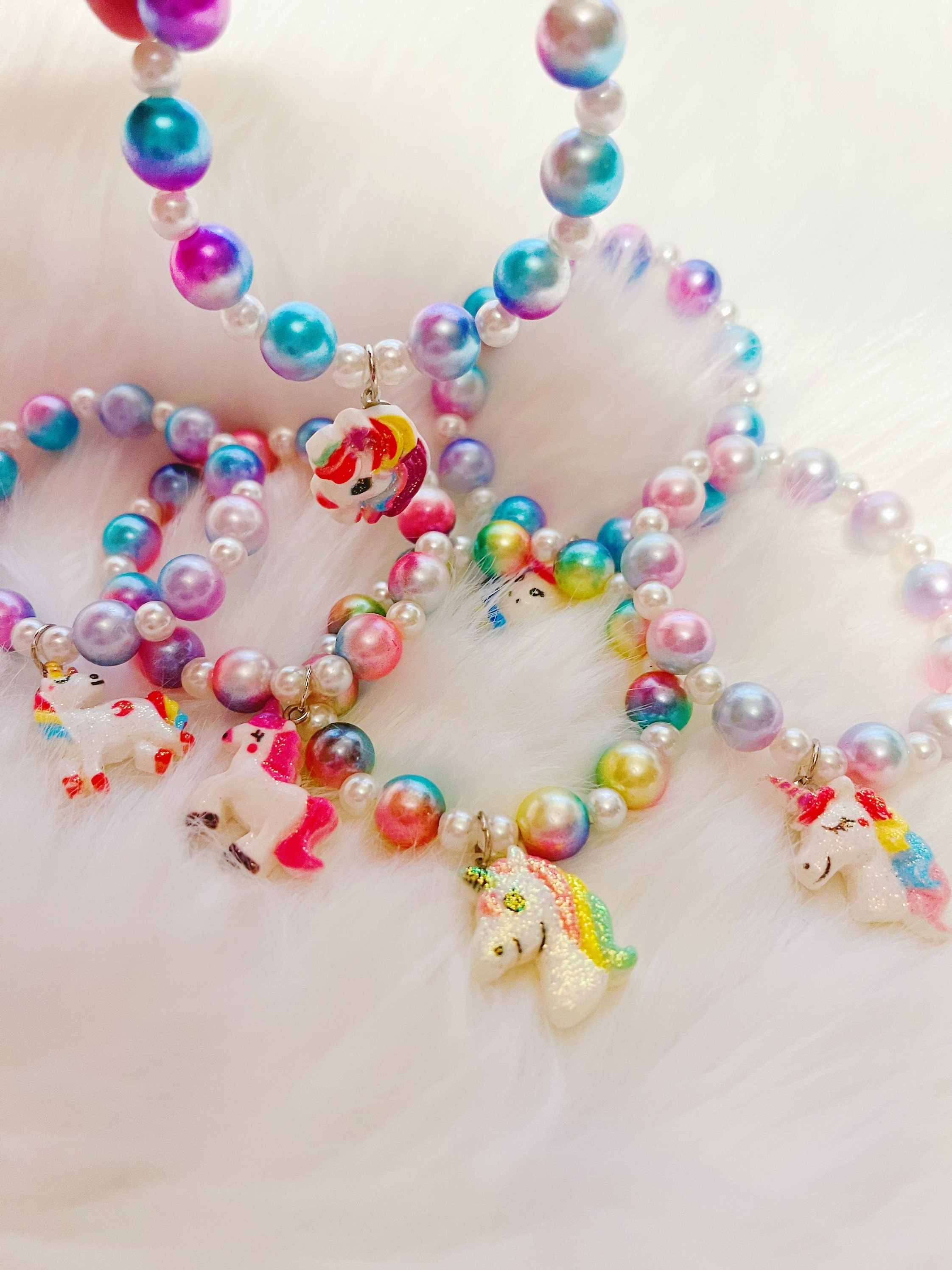 Kids Bracelets Set,9 Pcs Little Girls Rainbow Color Stretchy Beads ...