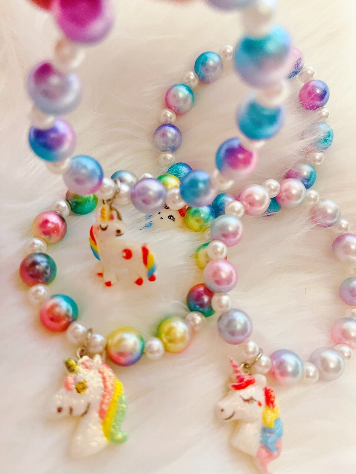 Kids Bracelets Set,9 Pcs Little Girls Rainbow Color Stretchy Beads ...