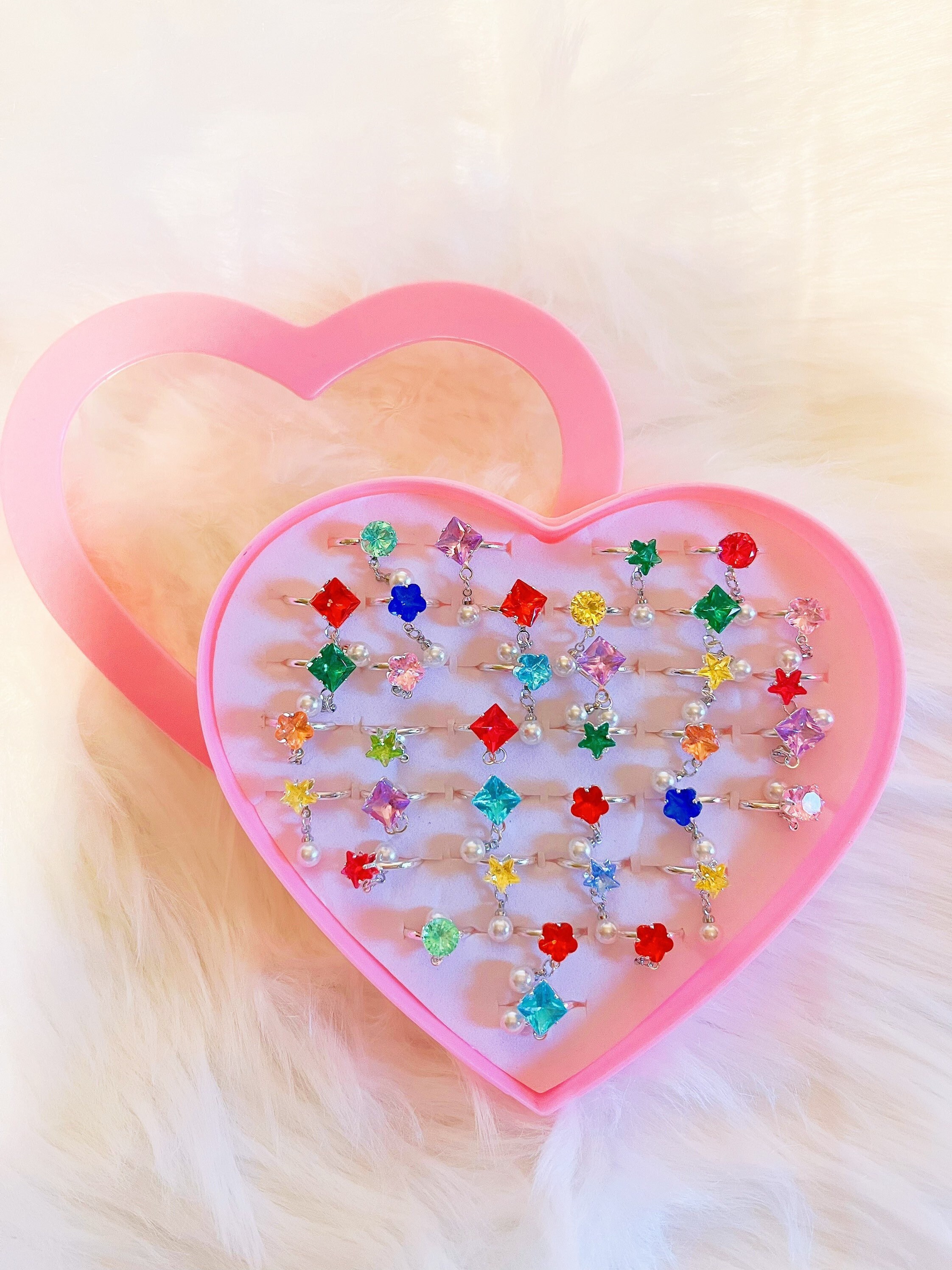 Little Girls Jewel Rings,36 Pcs Little Girls Princess Rhinestone Gem ...