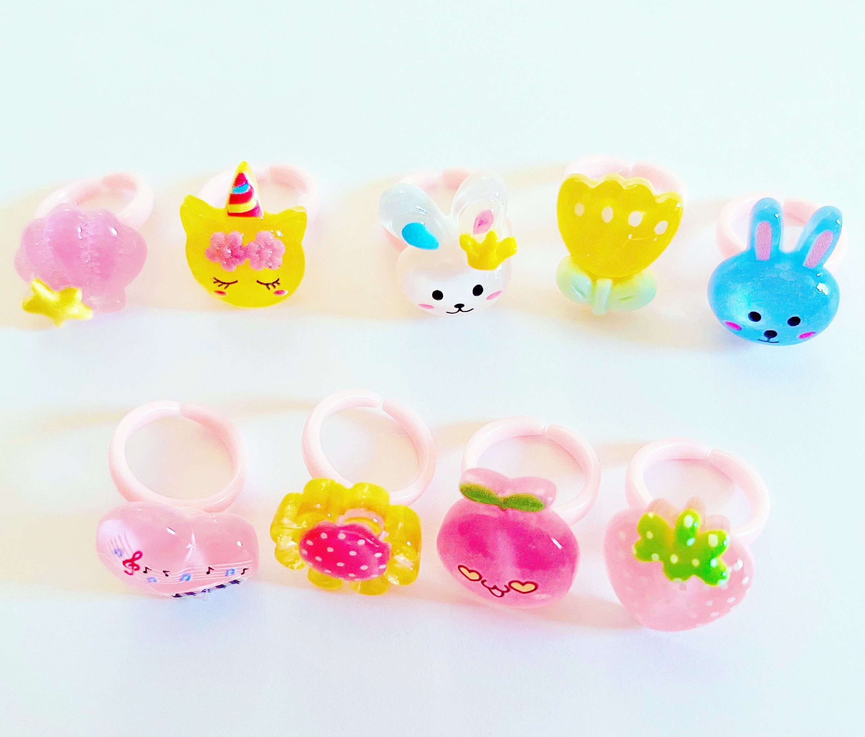 50 Pieces Kids Rings, Little Girls Cute Design Rings Set in the Box ...