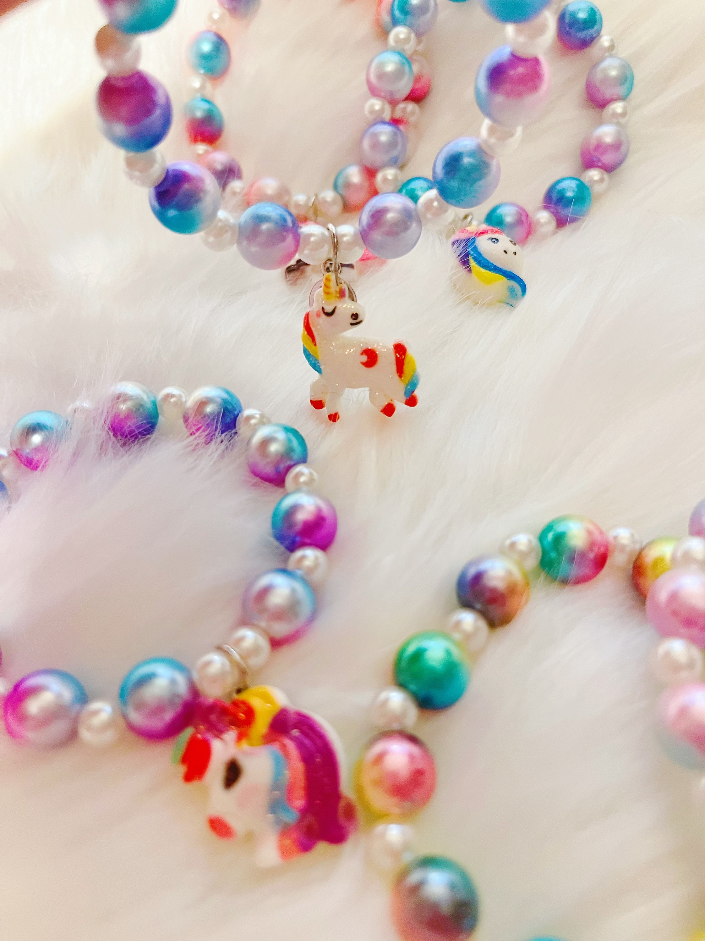 Kids Bracelets Set,9 Pcs Little Girls Rainbow Color Stretchy Beads ...