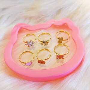 12pcs Little Girls Adjustable Rings in Box, Kids Cute Jewelry Rings Set ...