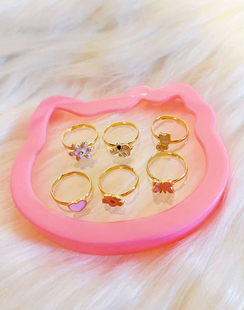 12pcs Little Girls Adjustable Rings in Box, Kids Cute Jewelry Rings Set ...