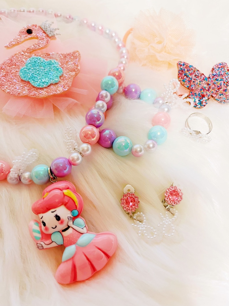 Kids Jewelry Set in the Box, 8 Pcs Cute Little Girls Princess Necklace ...