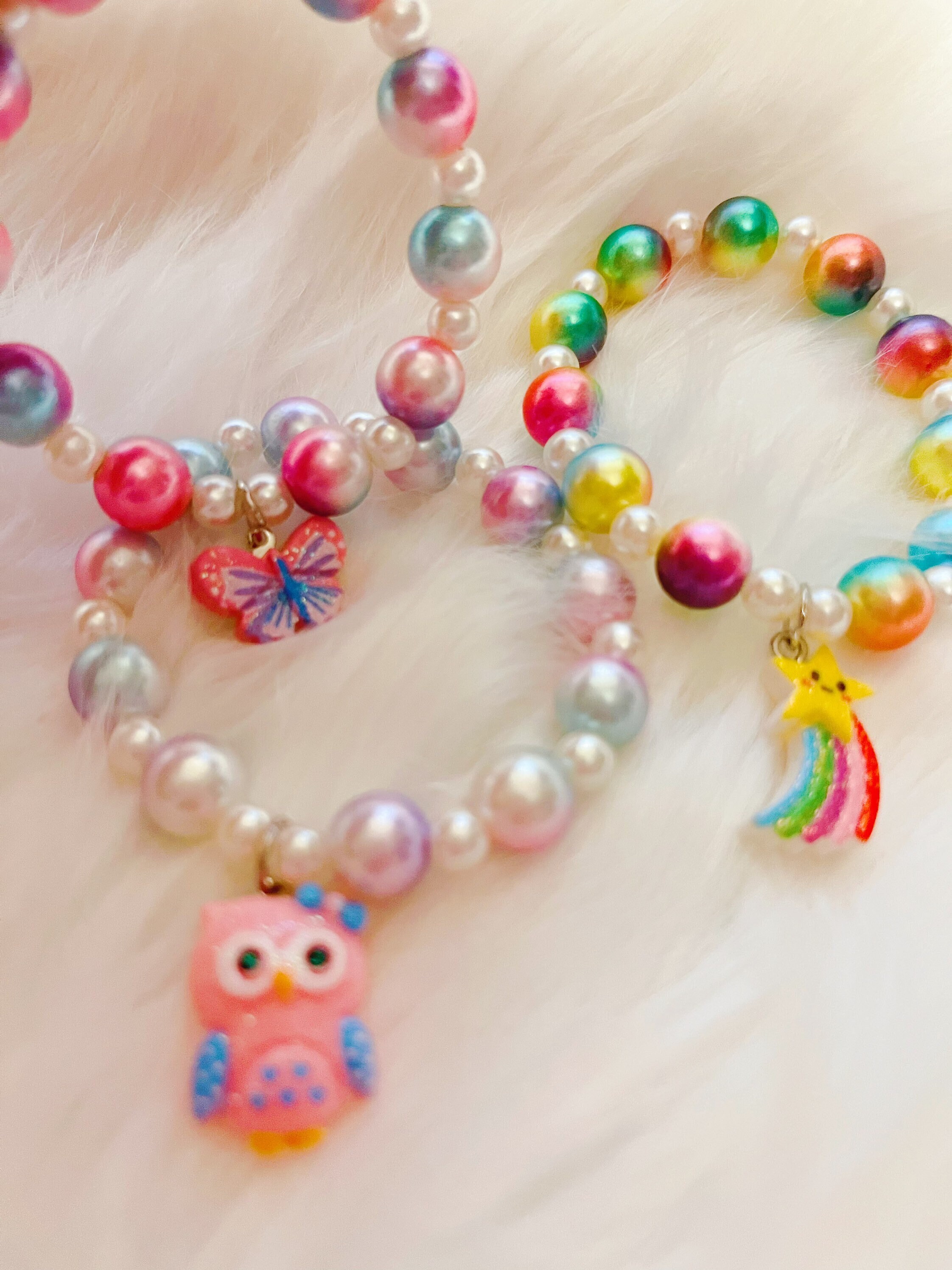 Kids Bracelets Set,9 Pcs Little Girls Rainbow Color Stretchy Beads ...